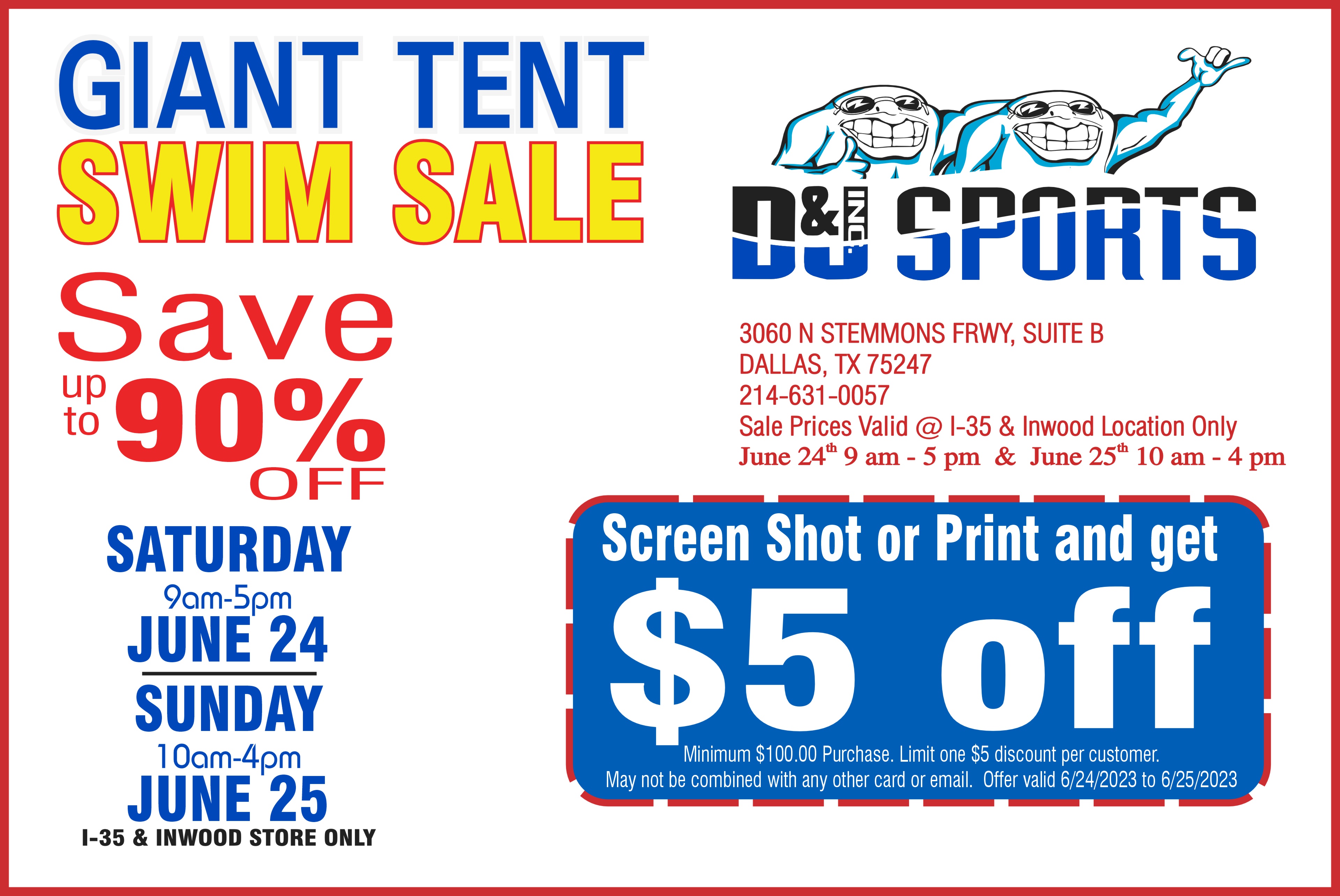 D&J Sports Dallas Summer Swim Tent Sale - D&J Sports